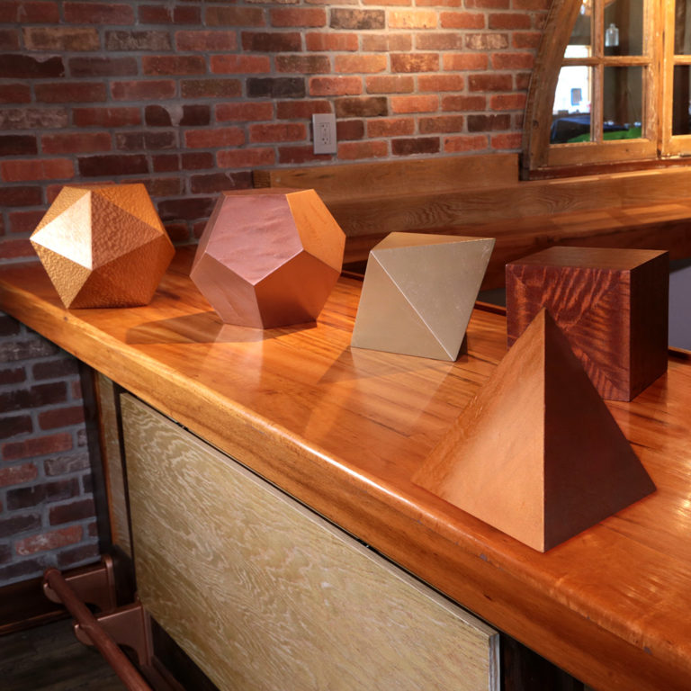 5-Piece Platonic Solid Set (Walnut or Cherry Wood Finish ...